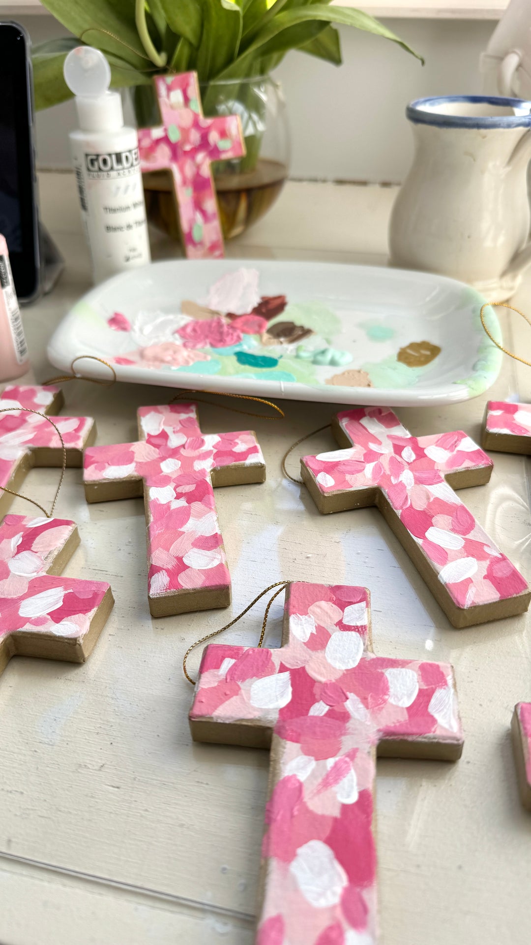 Abstract Hand Painted Cross Ornament| Christmas & Easter Tree Ornaments ...