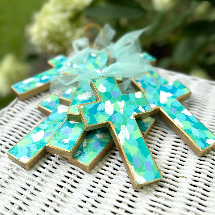 Abstract Hand Painted Cross Ornament| Christmas & Easter Tree Ornaments ...