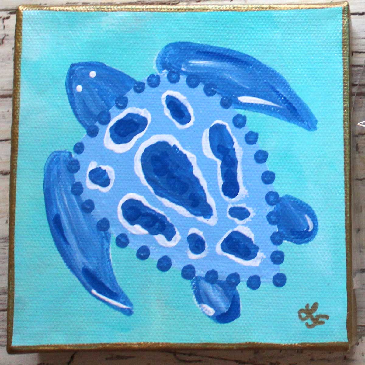 Blue and White Sea Turtle | Original Painting | Lemondaisy Design