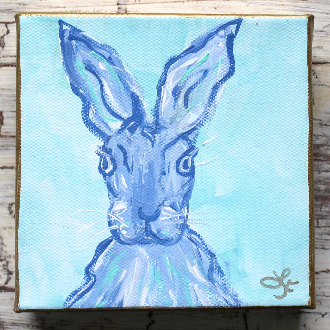 Spring Periwinkle Bunny Art| Original Painting | Lemondaisy Design