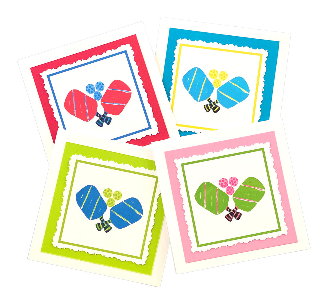 Colorful Pickleball Hand Cut Notecard Set | Lemondaisy Design